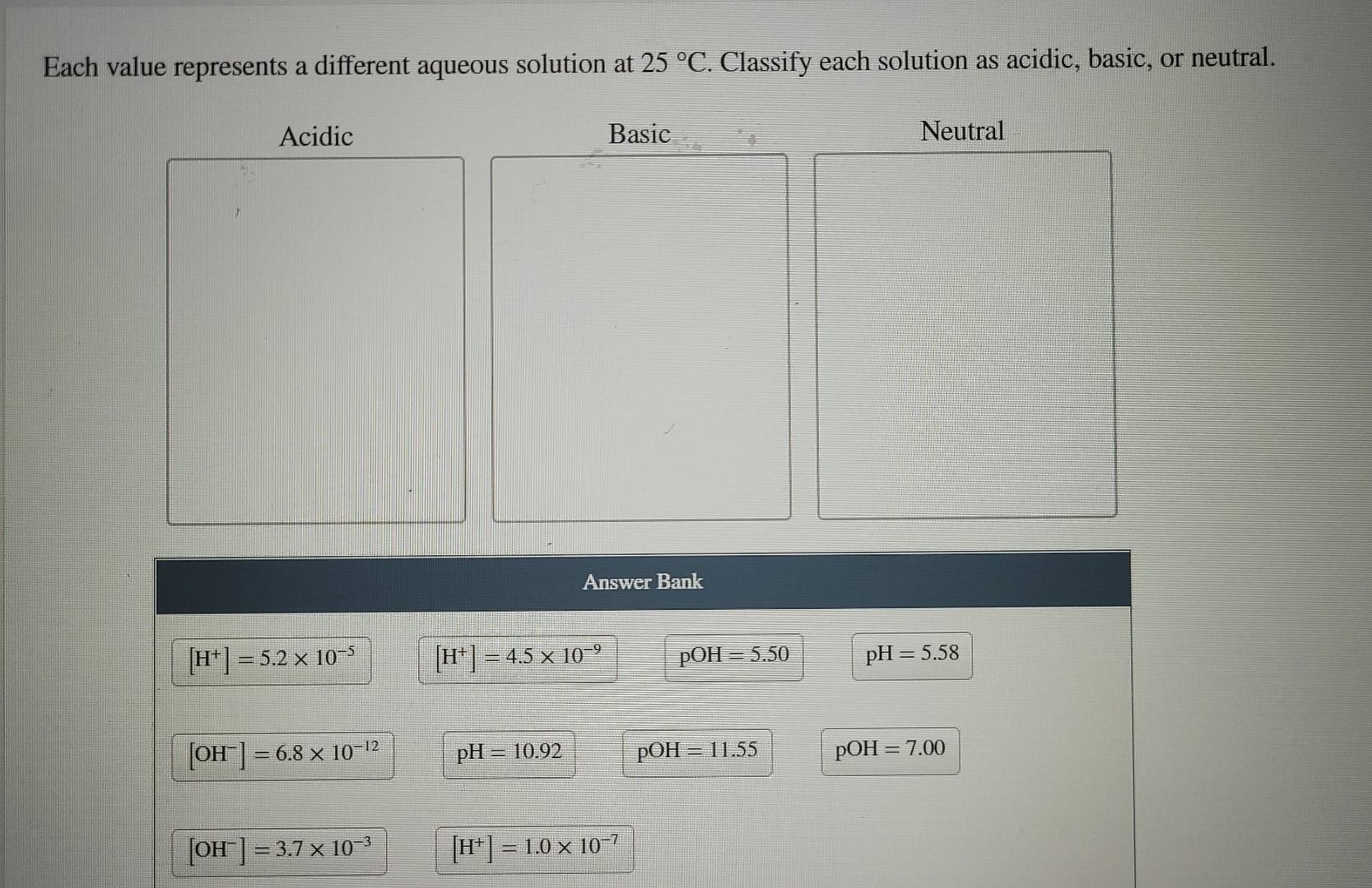Solved Each value represents a different aqueous solution at | Chegg.com