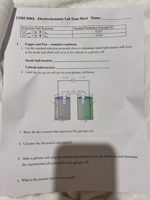 Solved CHM2046L Electrochemistry Lab OBJECTIVE: The goal of | Chegg.com