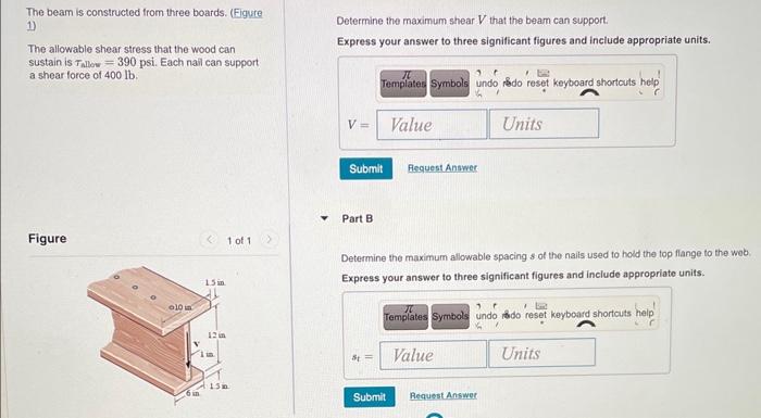 Solved The beam is constructed from three boards. (Figure 1) | Chegg.com