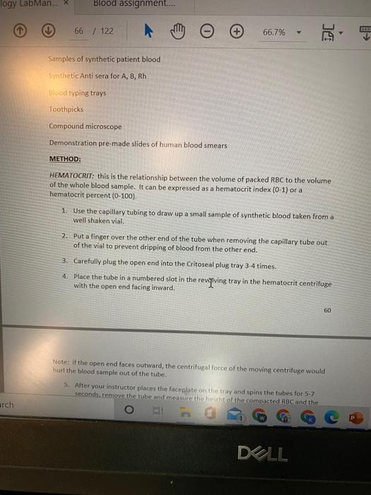 Question 1: Draw a hematocrit capillary tube with | Chegg.com