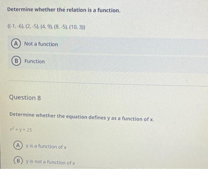 Solved Determine whether the relation is a function. | Chegg.com