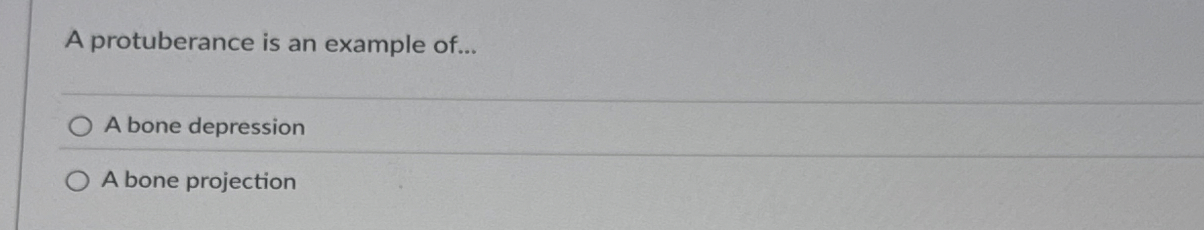 Solved A protuberance is an example of...A bone depressionA | Chegg.com