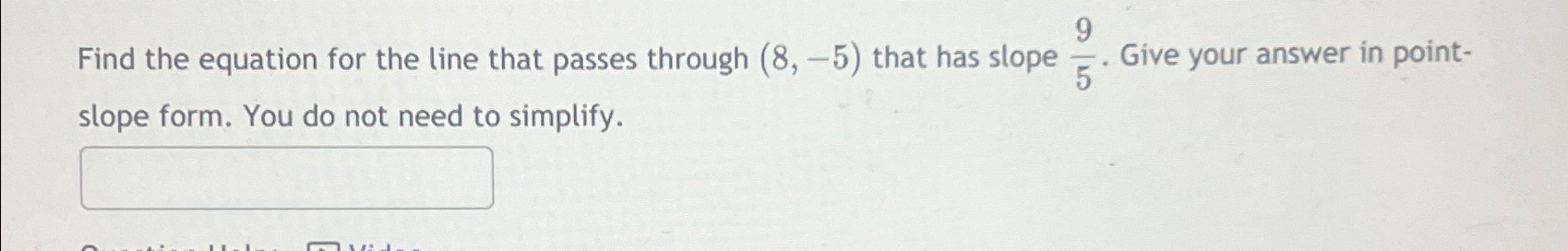 Solved Find the equation for the line that passes through | Chegg.com