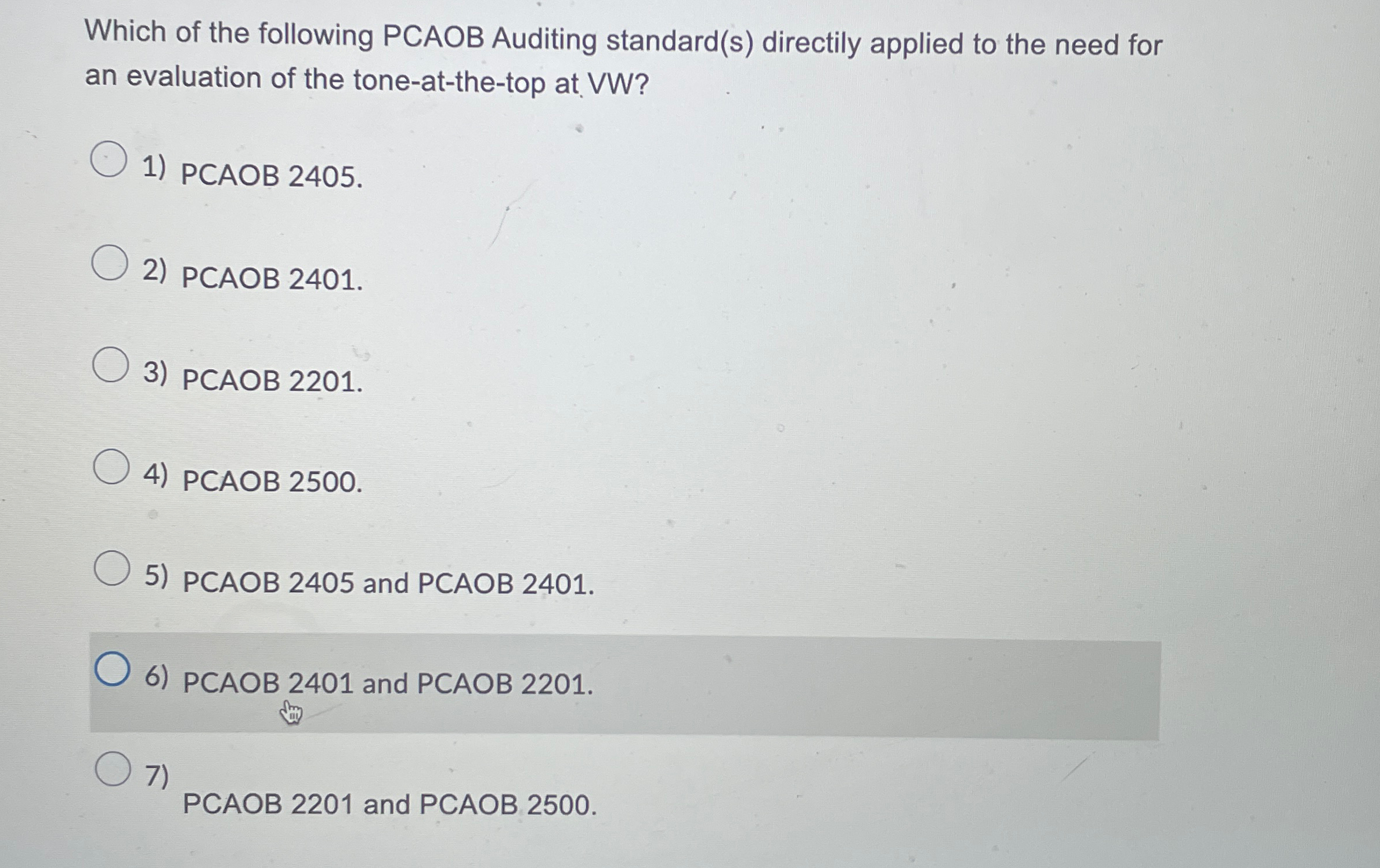 Solved Which of the following PCAOB Auditing standard(s) | Chegg.com