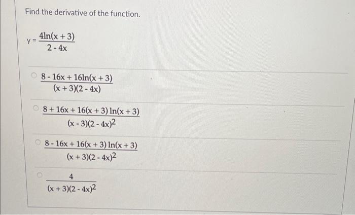 Solved Find the derivative of the function. | Chegg.com
