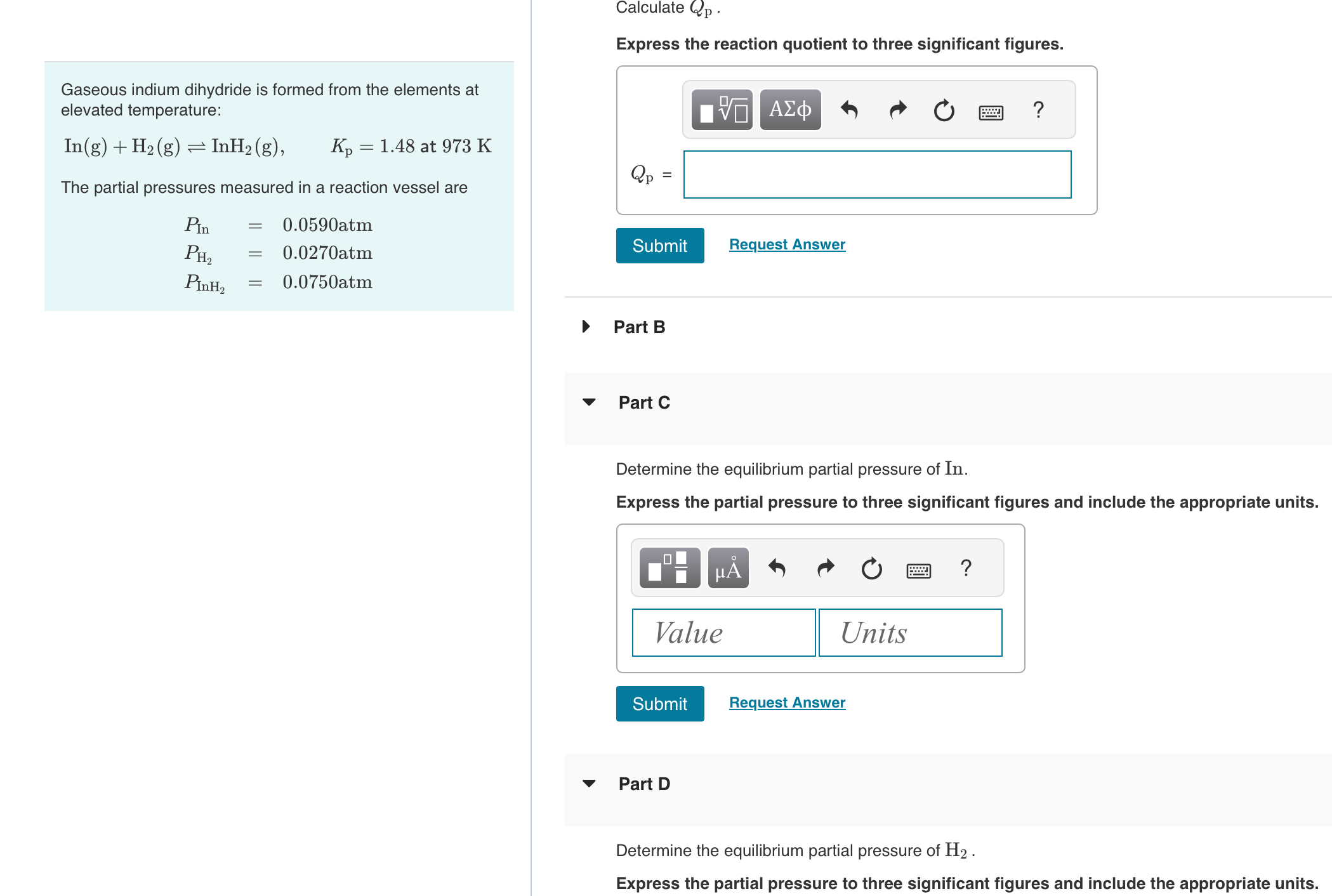 Solved Calculate Qp.Express the reaction quotient to three | Chegg.com