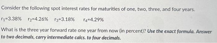 Solved Consider the following spot interest rates for | Chegg.com