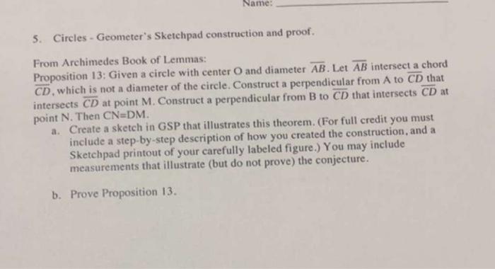 Solved 5. Circles - Geometer's Sketchpad construction and | Chegg.com