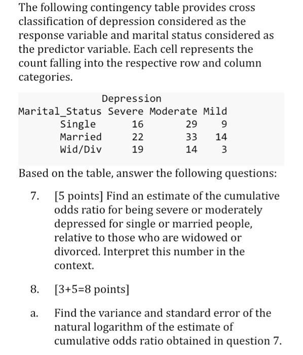 Solved The following contingency table provides cross | Chegg.com