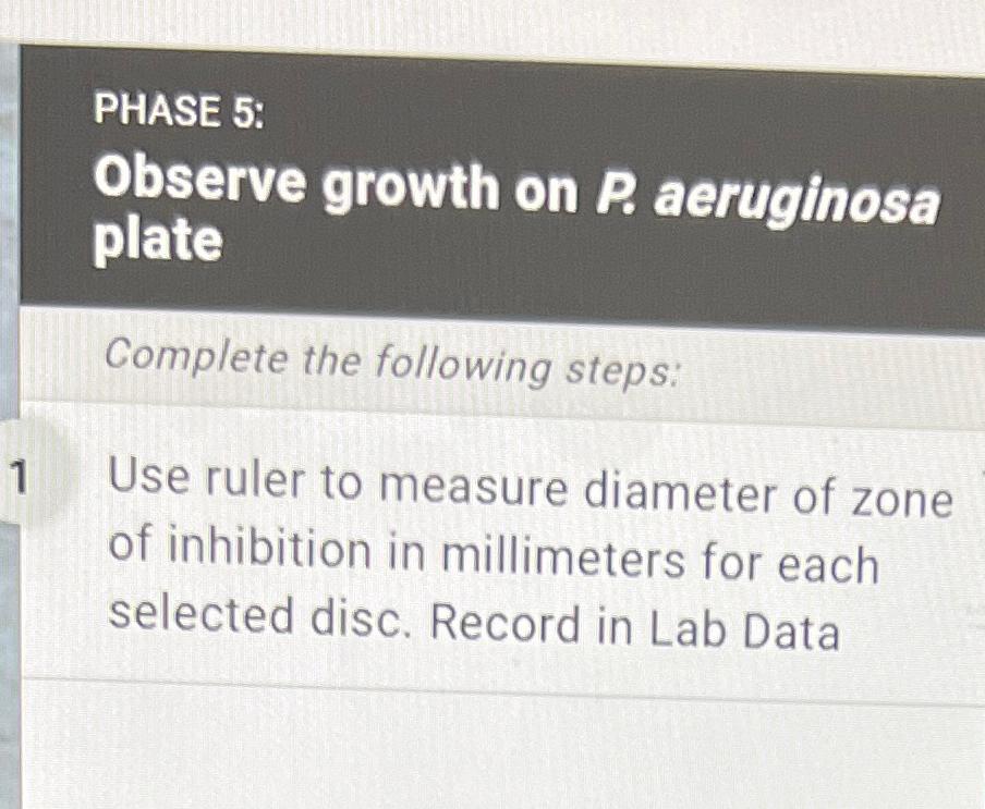 Solved PHASE 5:Observe growth on P ﻿aeruginosa plateComplete | Chegg.com