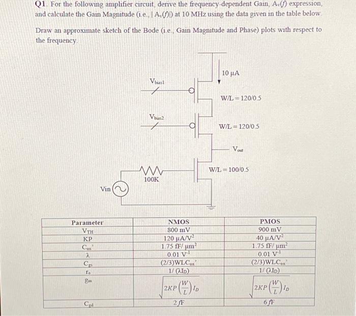 Solved Q1. For the following amplifier circuit, derive the | Chegg.com
