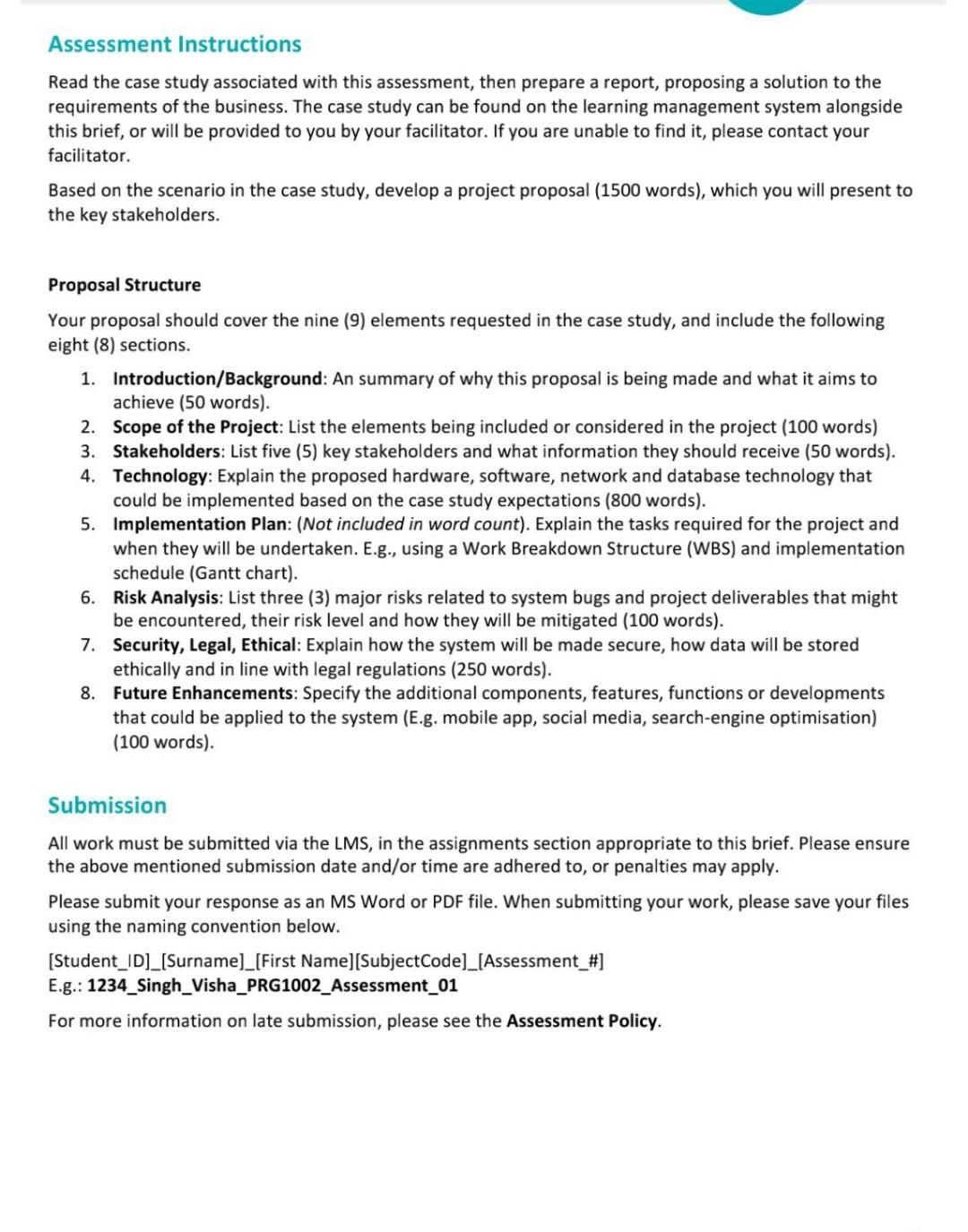 Solved Assessment Purpose This assessment provides you the | Chegg.com