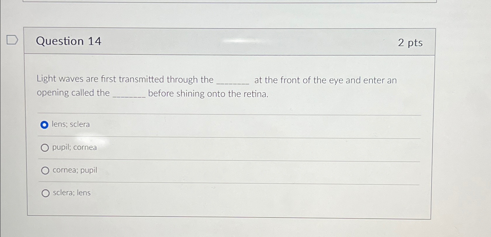Solved Question 14Light waves are first transmitted through | Chegg.com