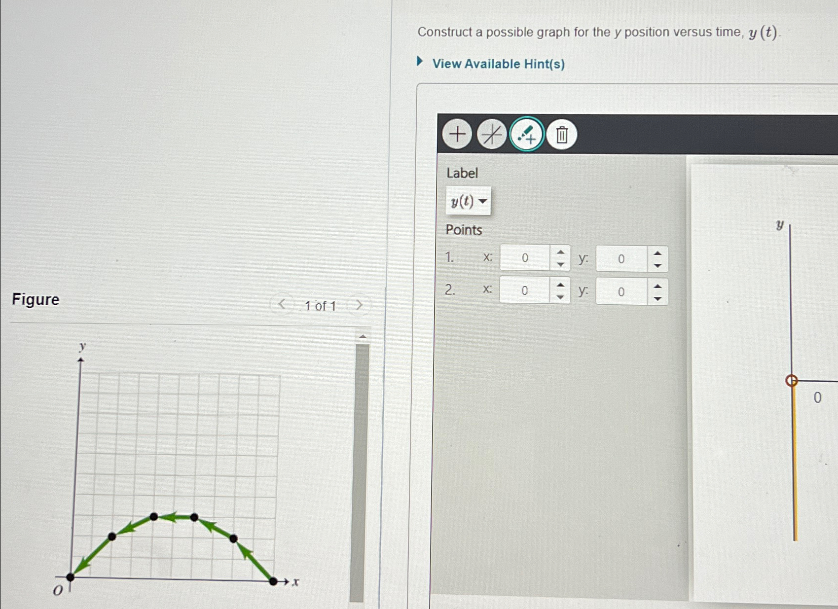 Construct a possible graph for the y ﻿position versus | Chegg.com