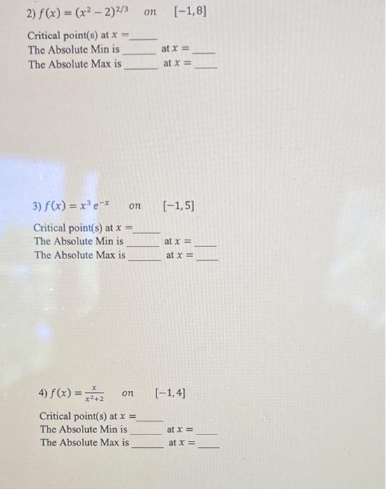Solved 2. Determine the critical points on the interval. | Chegg.com