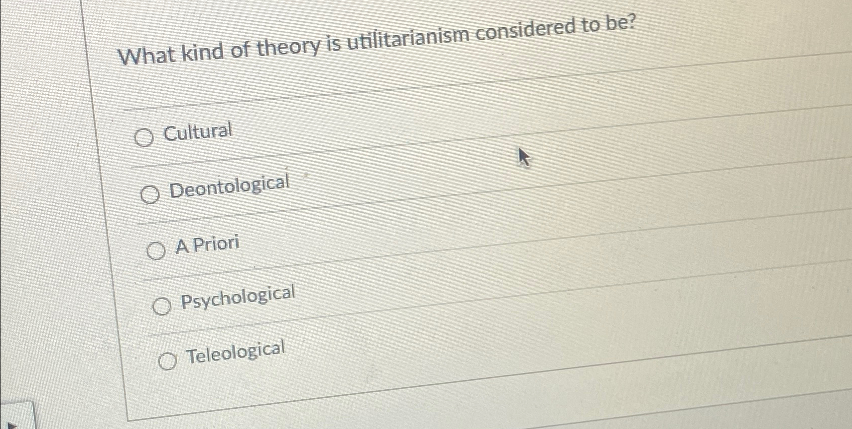 Solved What kind of theory is utilitarianism considered to | Chegg.com