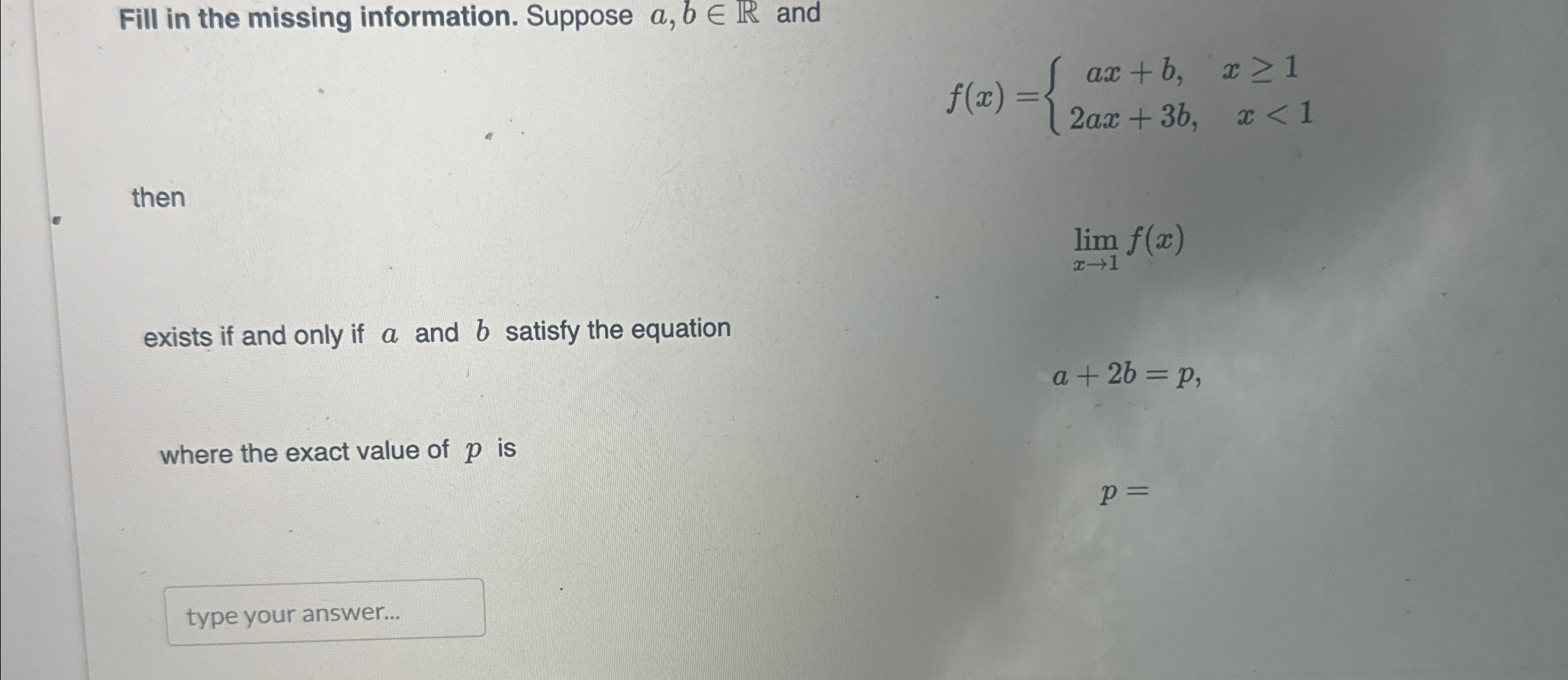 Solved Fill in the missing information. Suppose a,binR | Chegg.com