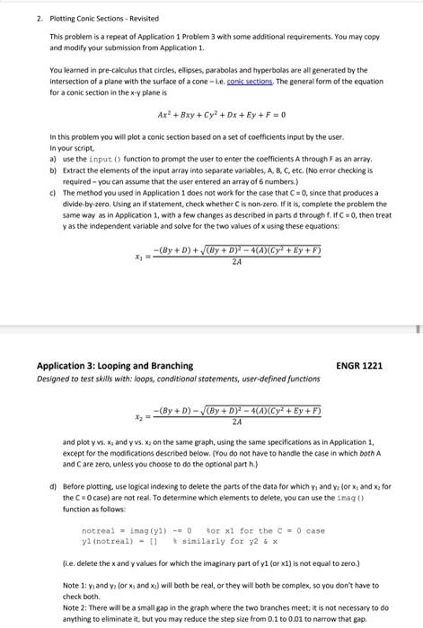 Solved 2 Plotting Conic Sections Revisited This Problem 