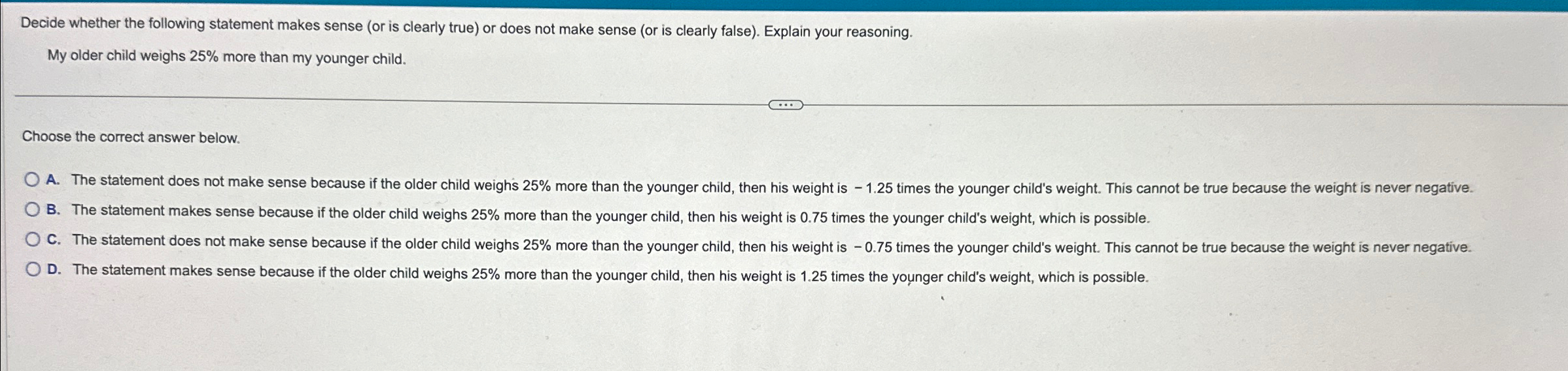 Solved Decide whether the following statement makes sense | Chegg.com