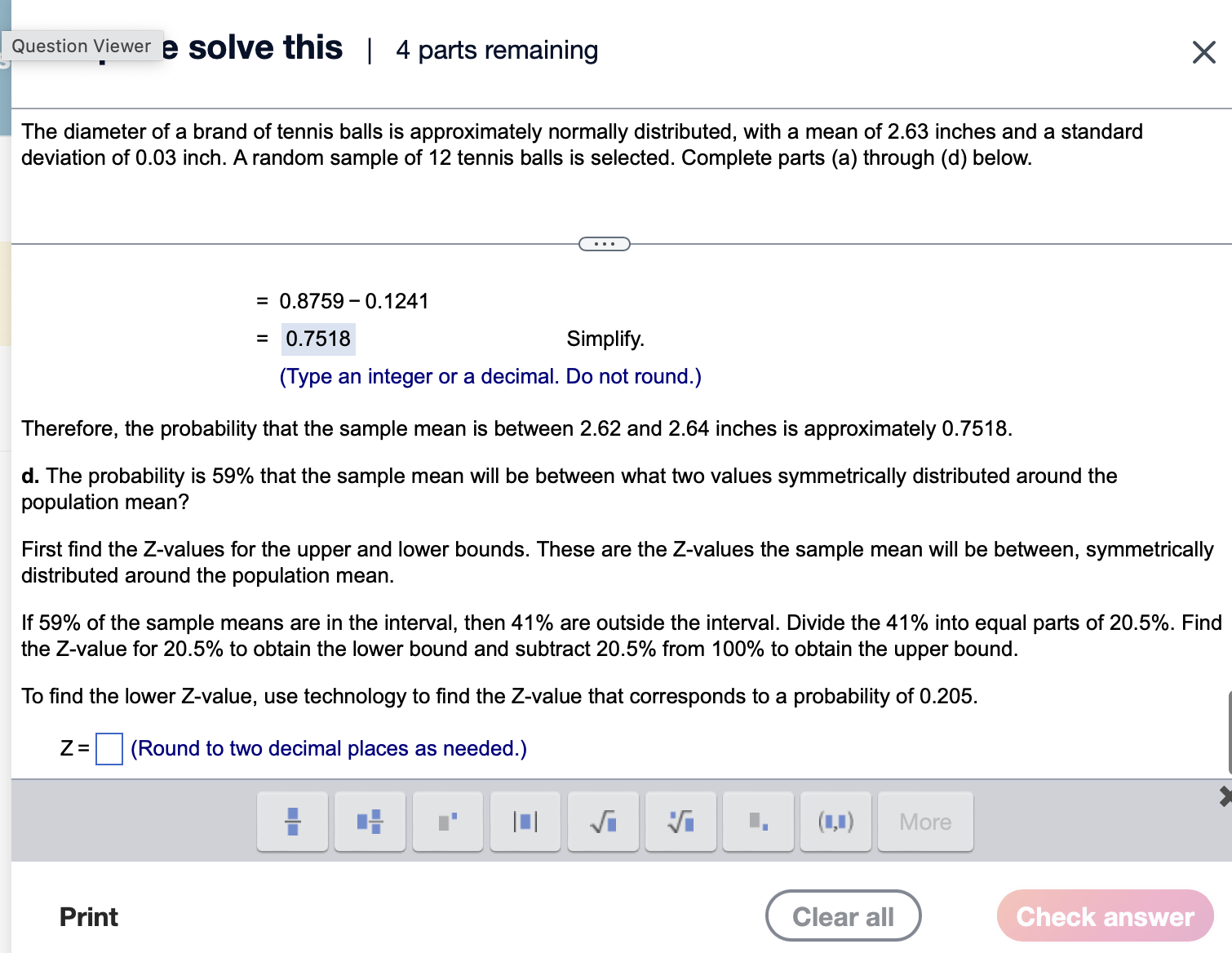 Using excel, find the probabilty. | Chegg.com
