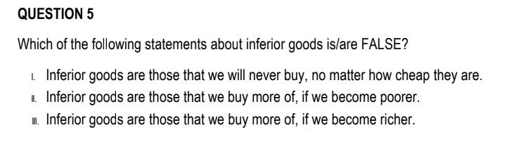 Solved QUESTION 5Which of the following statements about | Chegg.com