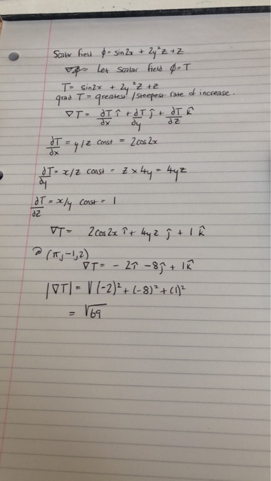 Solved i have the below working out regarding scalar fields. | Chegg.com