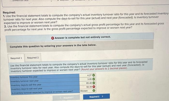 Solved Required: 1. Use the financial statement totals to | Chegg.com