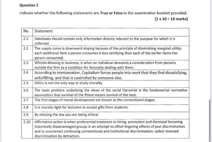 Solved Indicate whether the following statements are True or | Chegg.com
