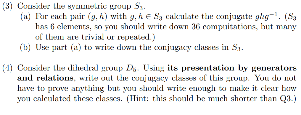 Solved (3) ﻿Consider the symmetric group S3.(a) ﻿For each | Chegg.com