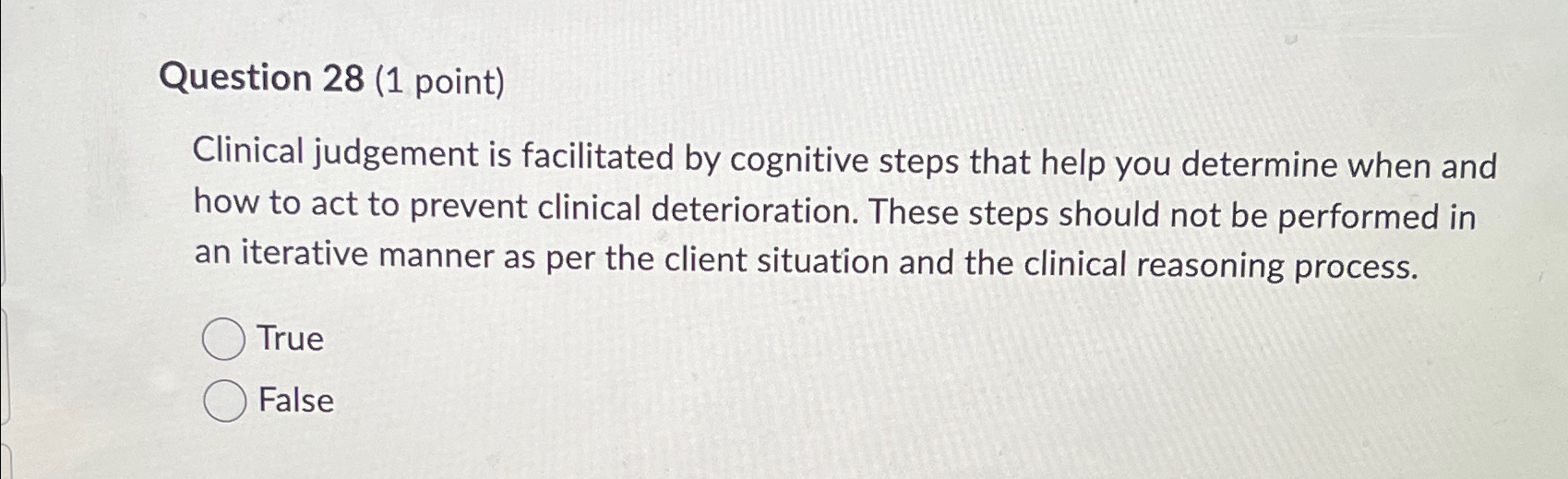 Solved Question 28 (1 ﻿point)Clinical judgement is | Chegg.com