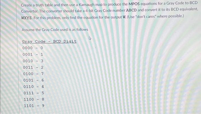 Solved Create a truth table and then use a Karnaugh map to | Chegg.com