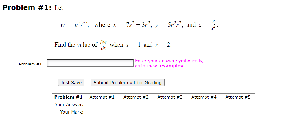 Solved Problem #1: Letw=exyz, ﻿where x=7s2-3r2,y=5r2s2, ﻿and | Chegg.com