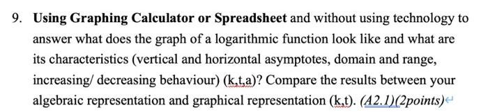 Solved 9. Using Graphing Calculator or Spreadsheet and | Chegg.com