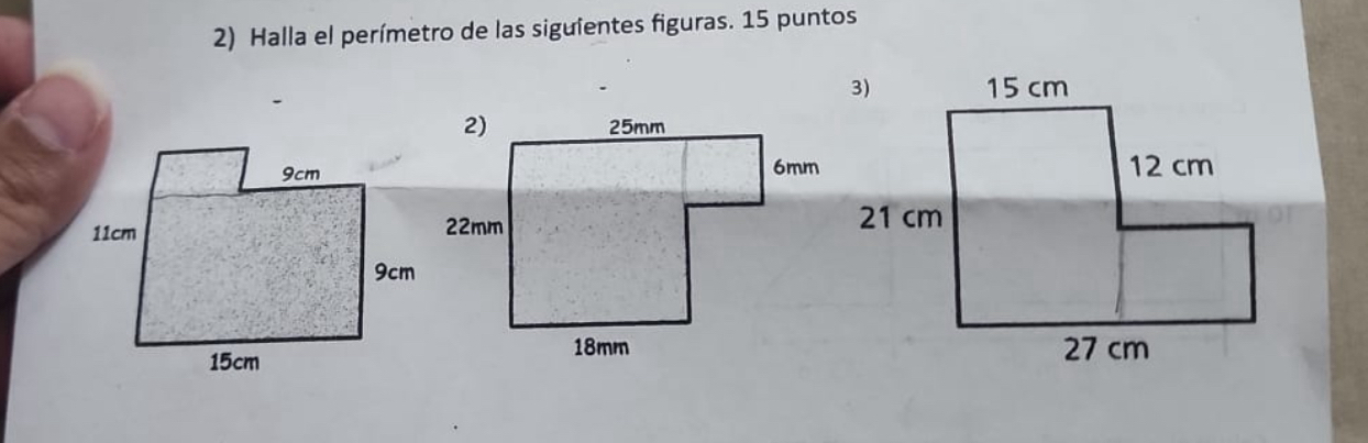 Solved Halla el perímetro de las siguientes figuras. | Chegg.com