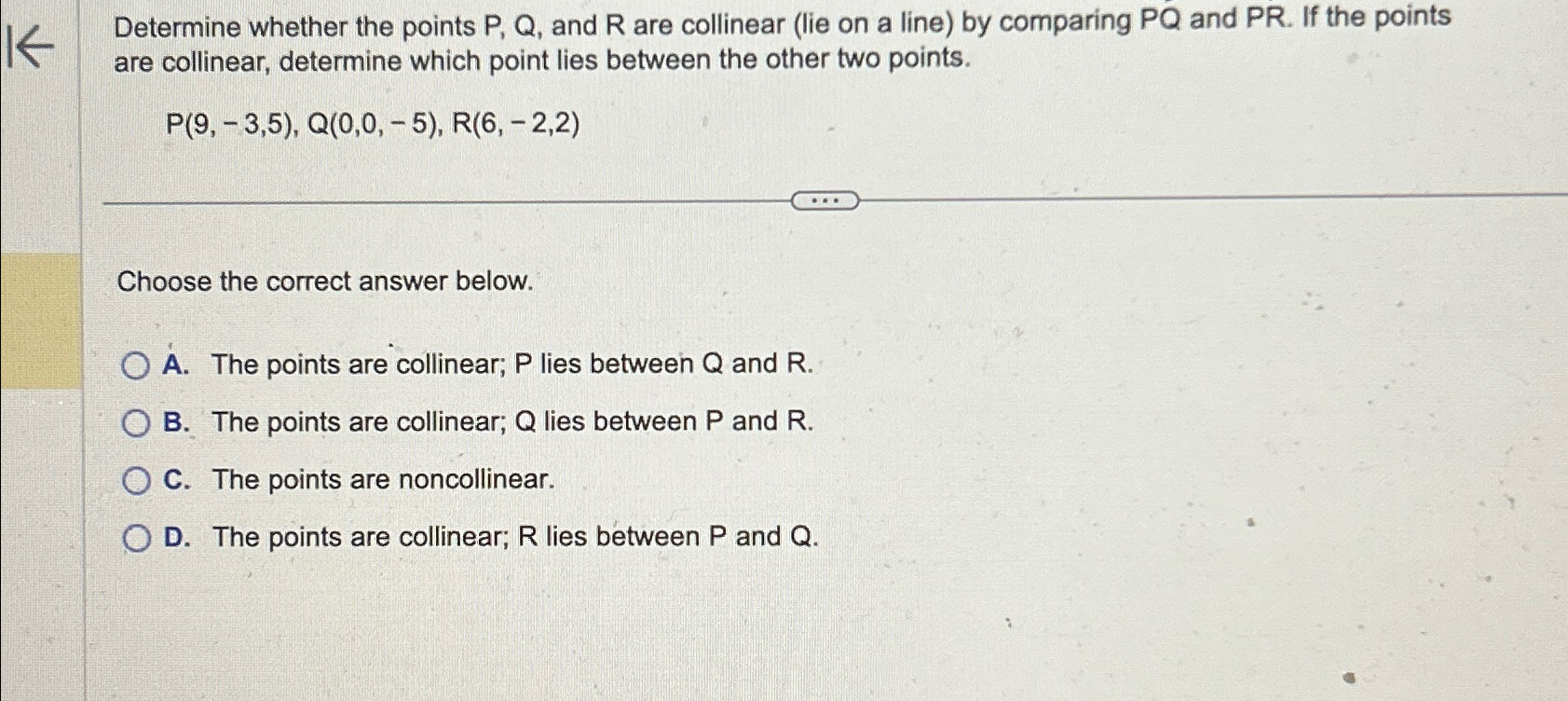 Solved Determine whether the points P,Q, ﻿and R ﻿are | Chegg.com