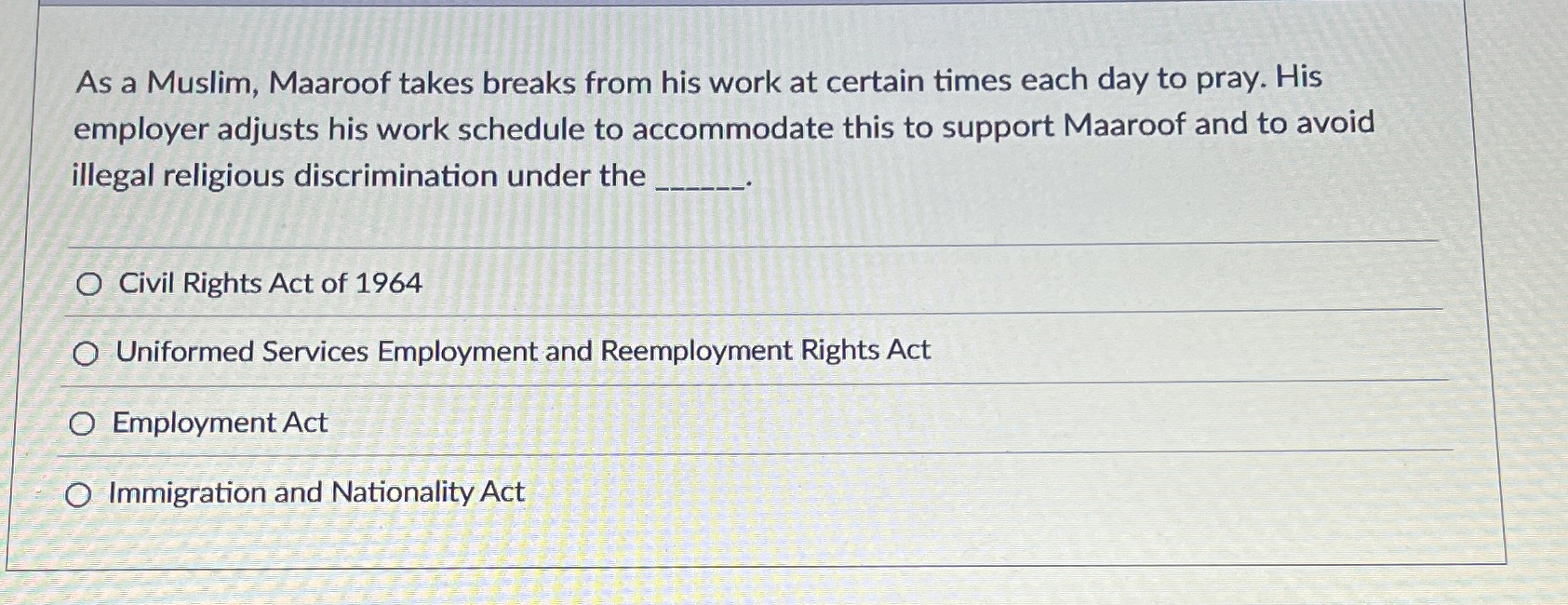 Solved As a Muslim, Maaroof takes breaks from his work at | Chegg.com