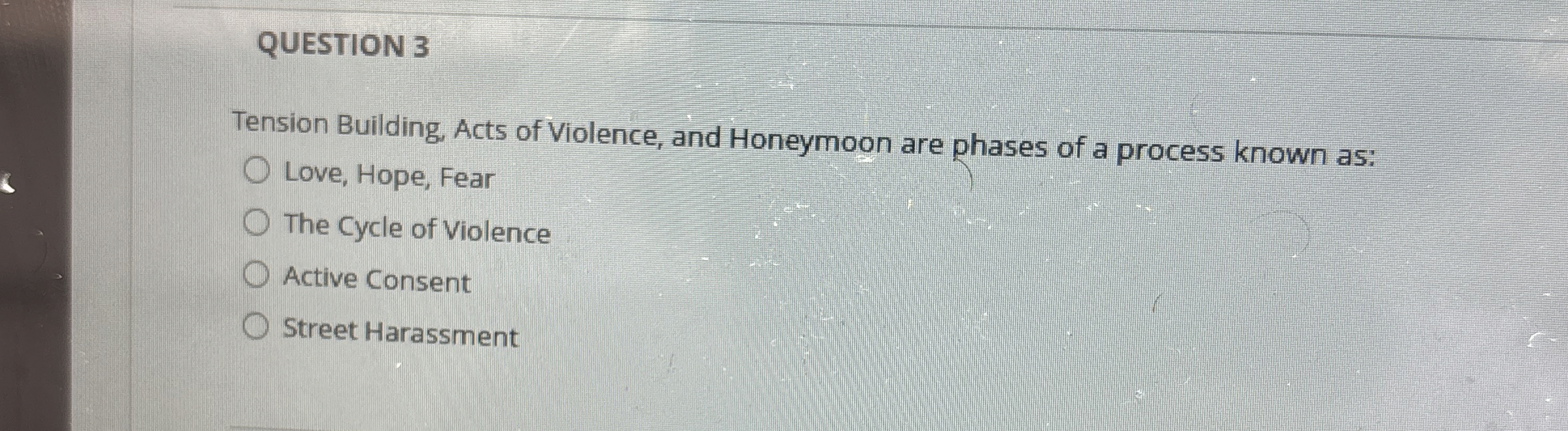 Solved QUESTION 3Tension Building, Acts of Violence, and | Chegg.com