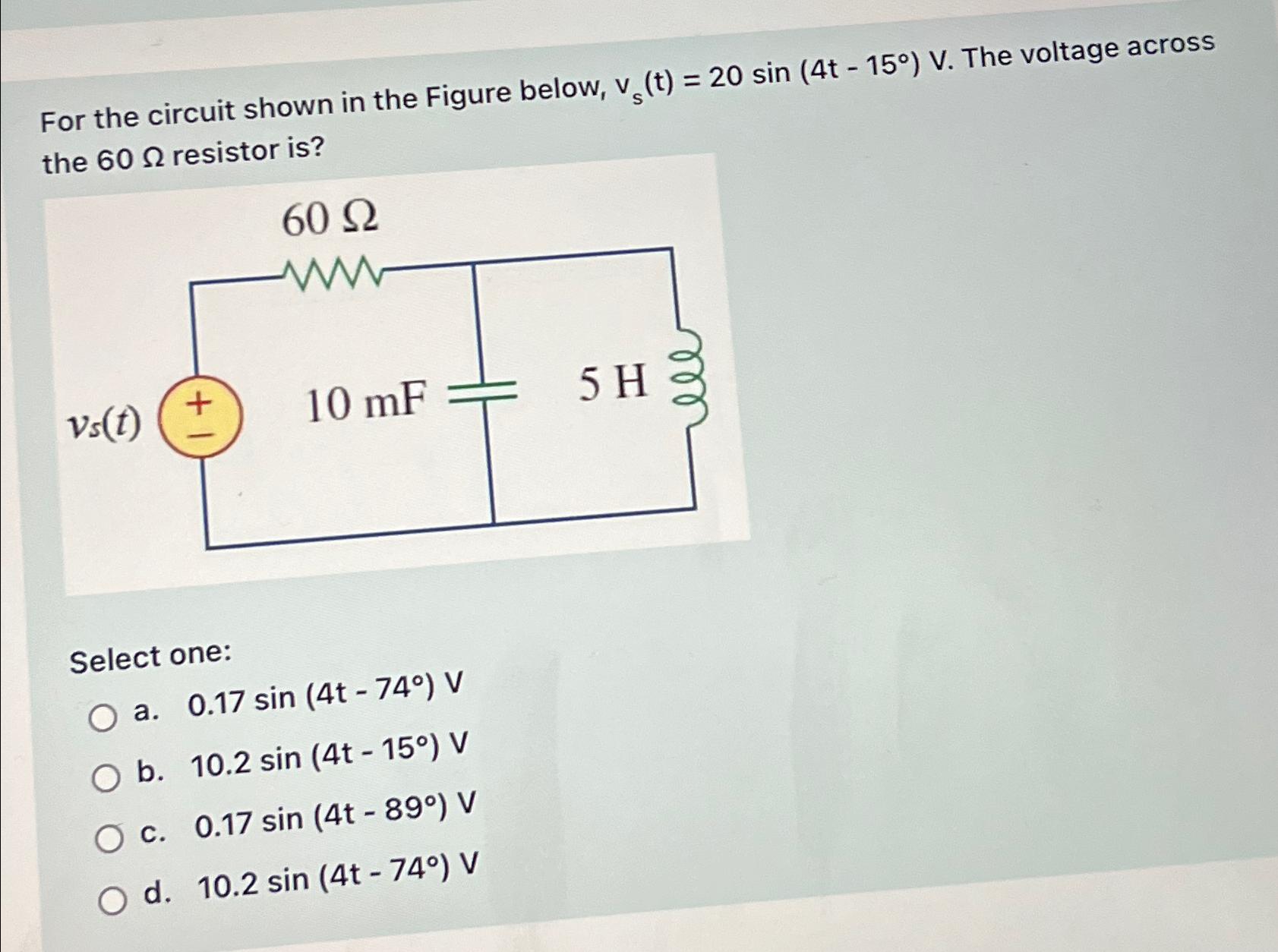 Solved For the circuit shown in the Figure below, | Chegg.com