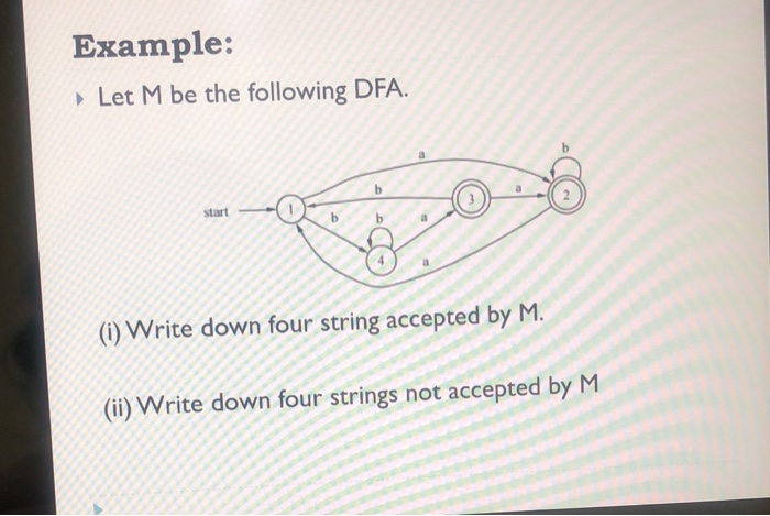 Solved Example: Let M be the following DFA. b start b (i) | Chegg.com