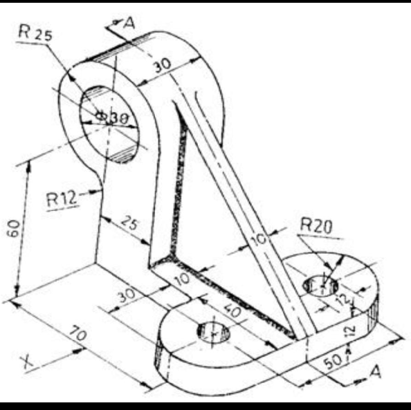 draw in third angle projection with proper dimensions | Chegg.com