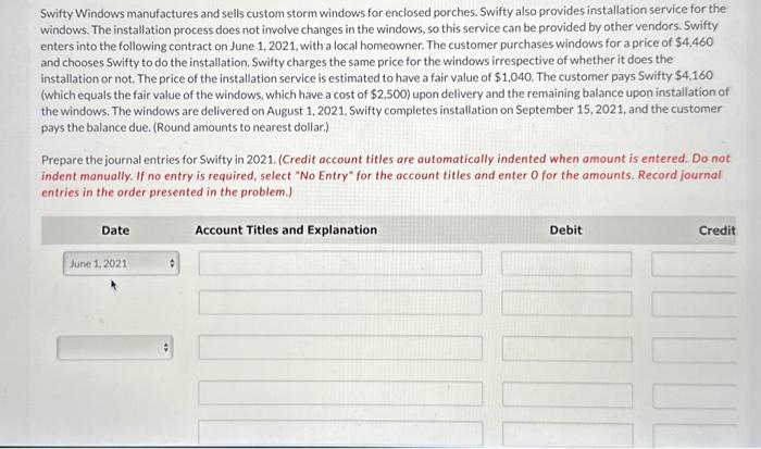 Solved Swifty Windows manufactures and sells custom storm | Chegg.com