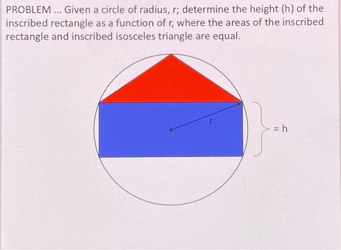 Solved PROBLEM ... Given a circle of radius, r; determine | Chegg.com