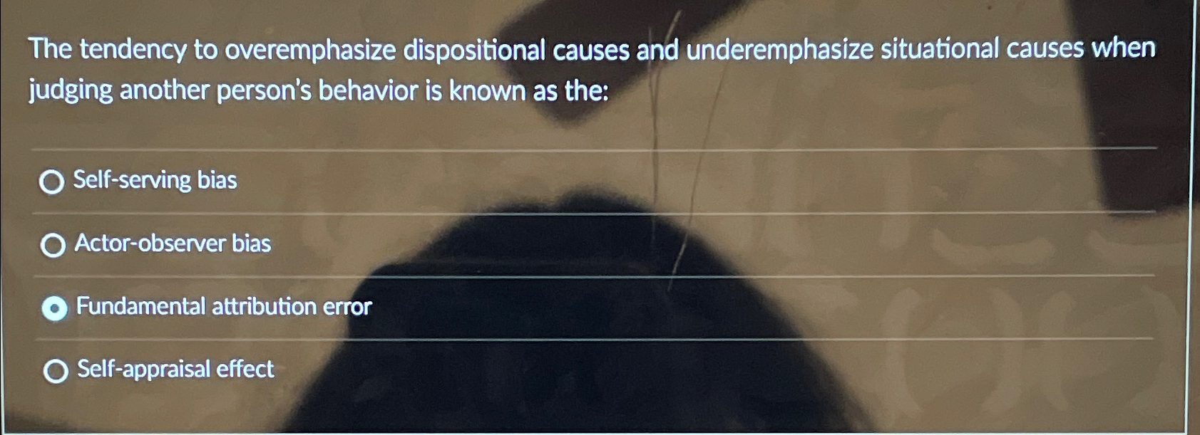 Solved The tendency to overemphasize dispositional causes | Chegg.com
