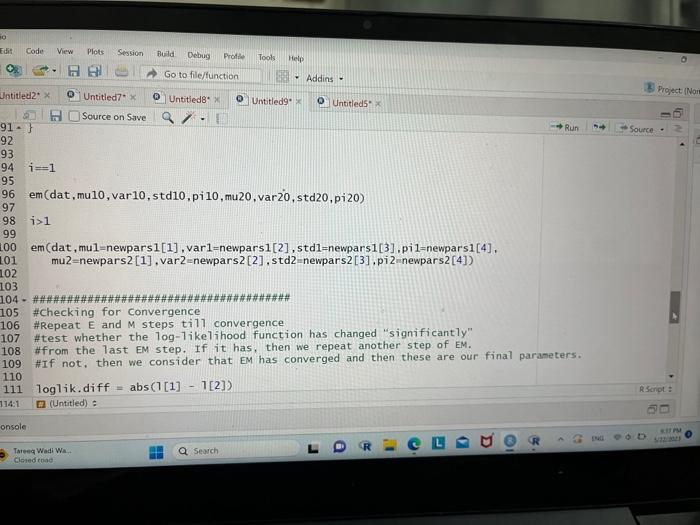 Solved This is code for gaussian mixture model clustering i | Chegg.com