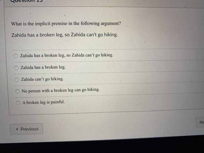 Solved What is the implicit premise in the following | Chegg.com