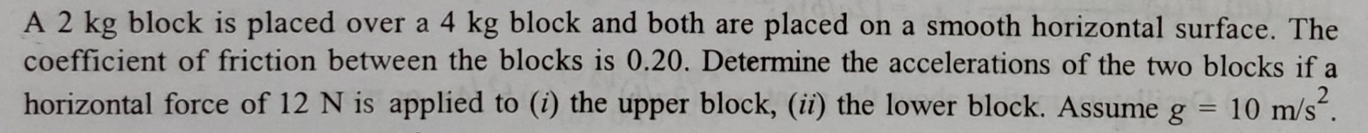 Solved A 2 ﻿kg block is placed over a 4 ﻿kg block and both | Chegg.com