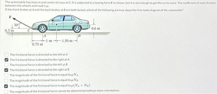 Solved The automobile has mass m and center of mass at G. It | Chegg.com