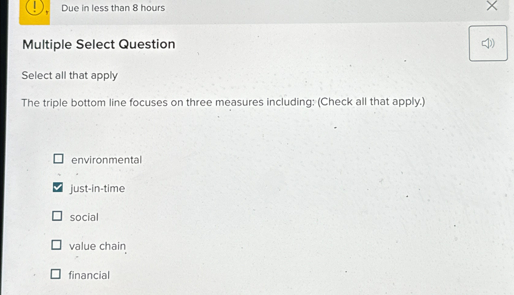 Solved (!). ﻿Due in less than 8 ﻿hoursMultiple Select | Chegg.com