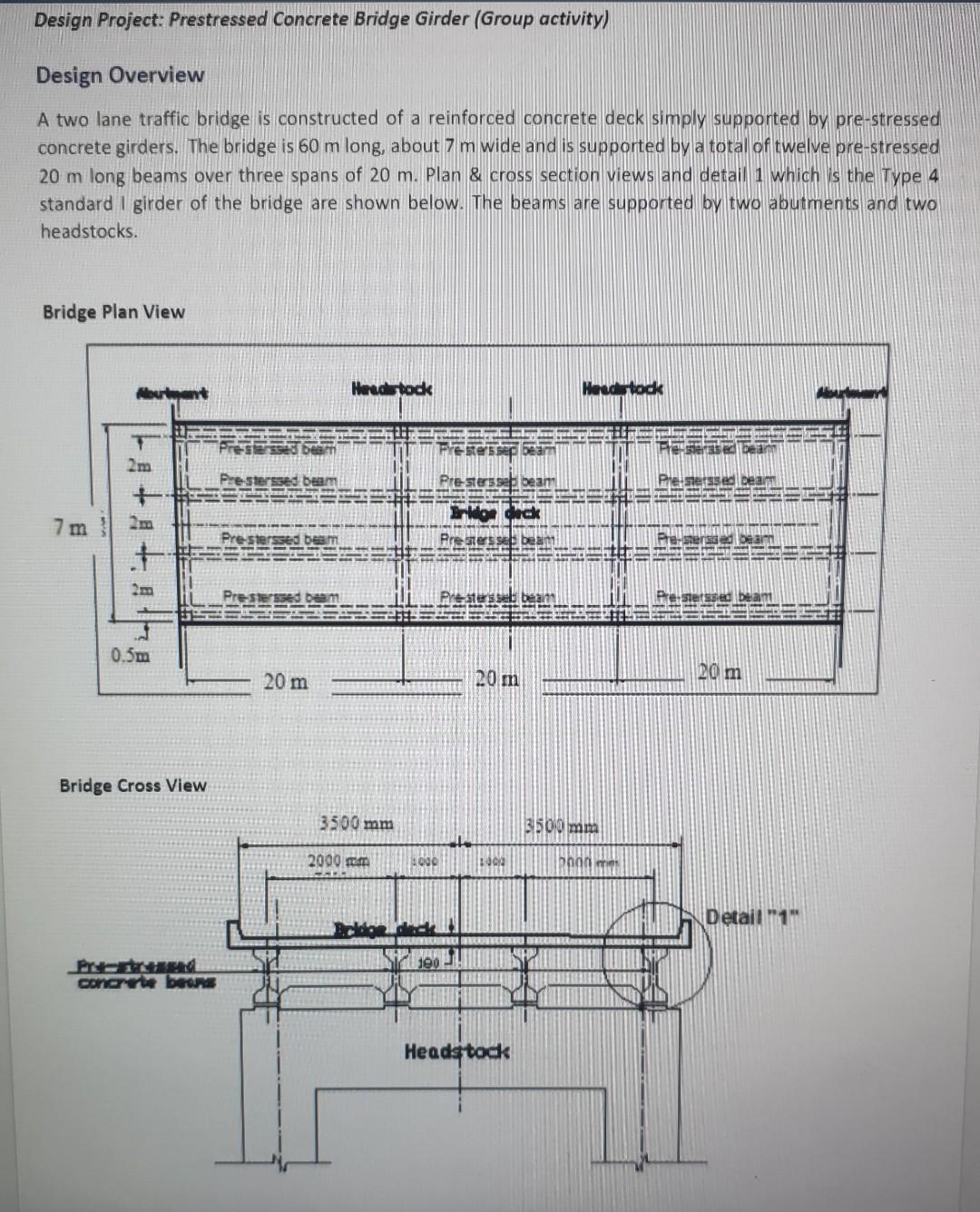Solved Design Project: Prestressed Concrete Bridge Girder | Chegg.com