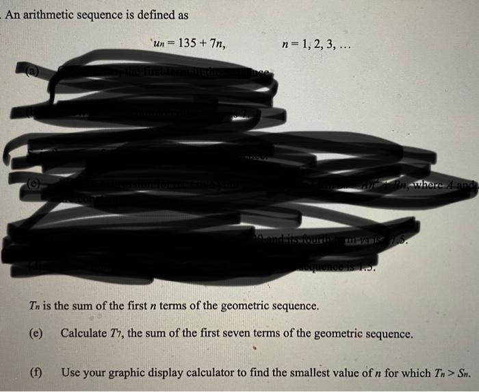 Solved - An arithmetic sequence is defined as 'un = 135 + | Chegg.com